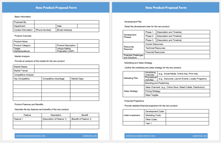 New Product Proposal Form - Proposal Forms